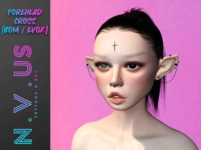 Second Life Marketplace - [N.V.US] ::forehead cross:: [head / face tattoo][evox][bom][bakes on ...
